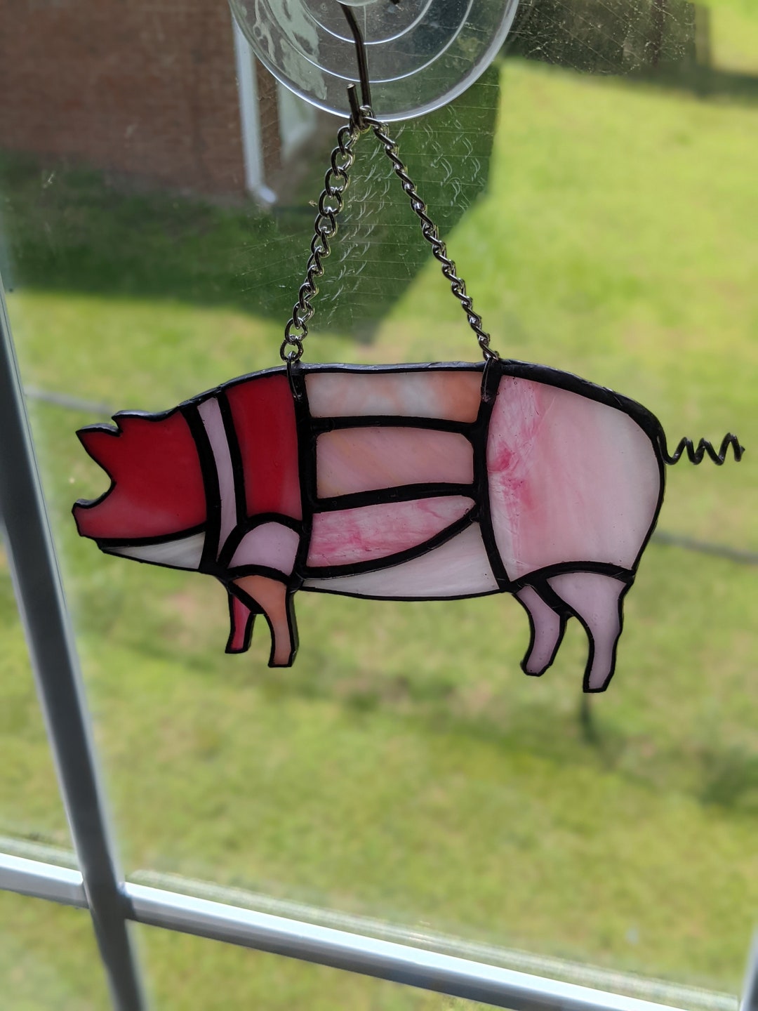 Stained Glass Pig Suncatcher, Window Décor - Etsy