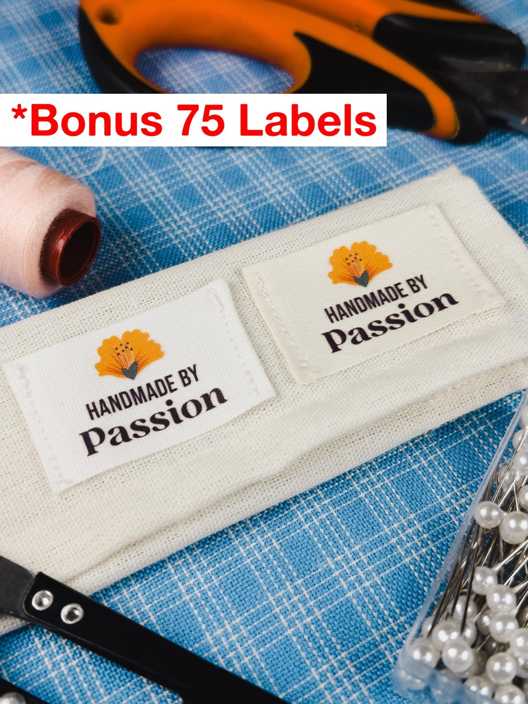 2,5cm Custom Cotton Labels , Labels for Handmade Items, Clothing Logo ...