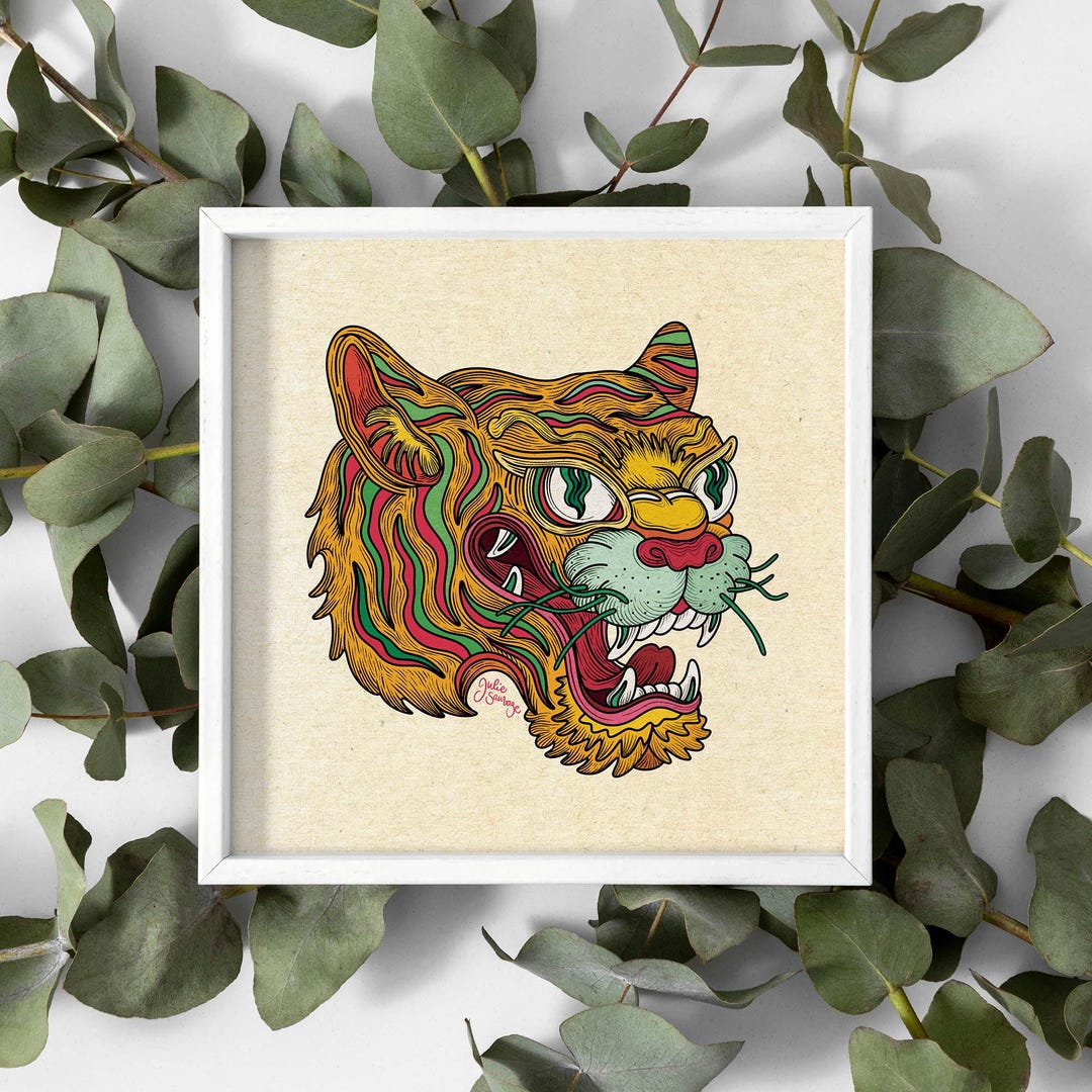 Poster | Tiger Head Portrait | Balinese Inspiration | Large Format - Etsy