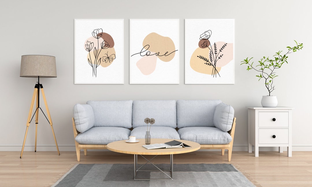 Simple Flowers Drawing, Set of 3 - Etsy