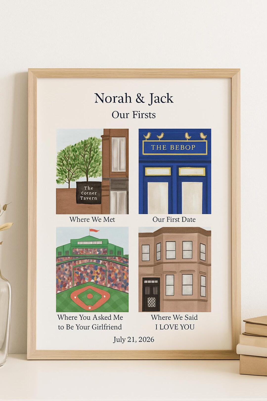 Personalized "our Firsts" Illustration: Custom Anniversary Gift ...
