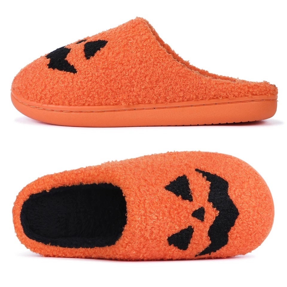 Halloween Pumpkin Slipper Orange Color, JackOLantern Slipper, Halloween ...