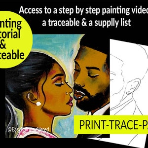 Black Couple Magic Painting Tutorial for Adults Traceable Art Video ...