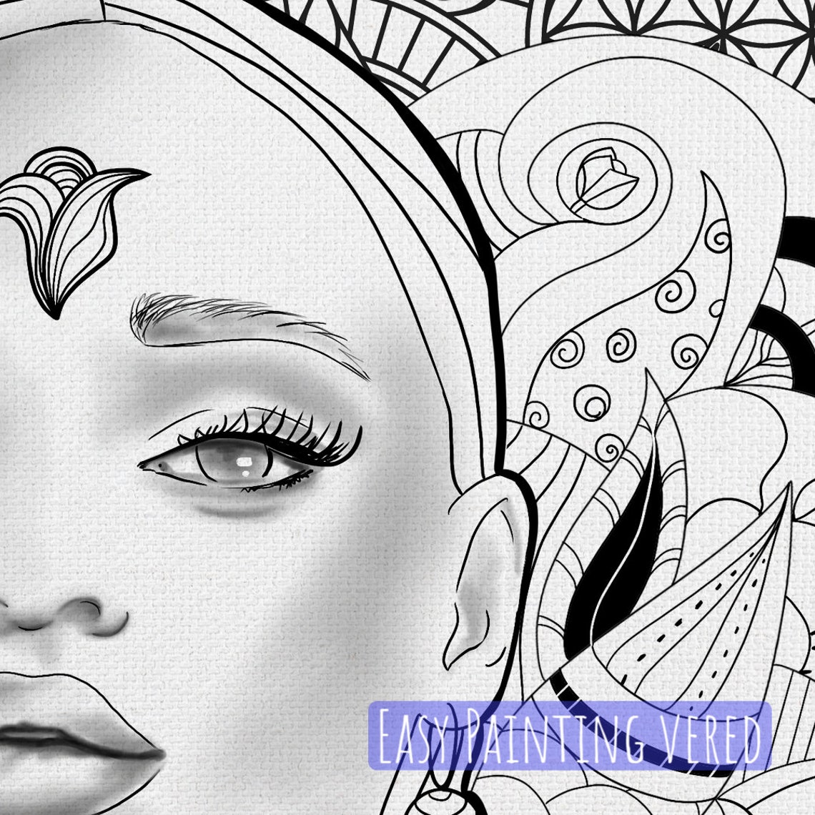 DIY Coloring Canvas for Adults JENNIFER Pre-drawn Canvas - Etsy