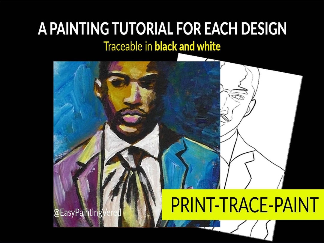 Traceable Suit Black King Pre-drawn Canvas Stencil Pre-sketched ...