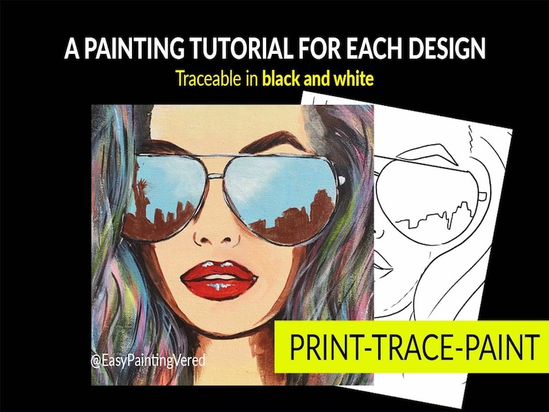 Traceable Luna Pre-drawn Canvas Painting Tutorial Stencil Pre-sketched ...