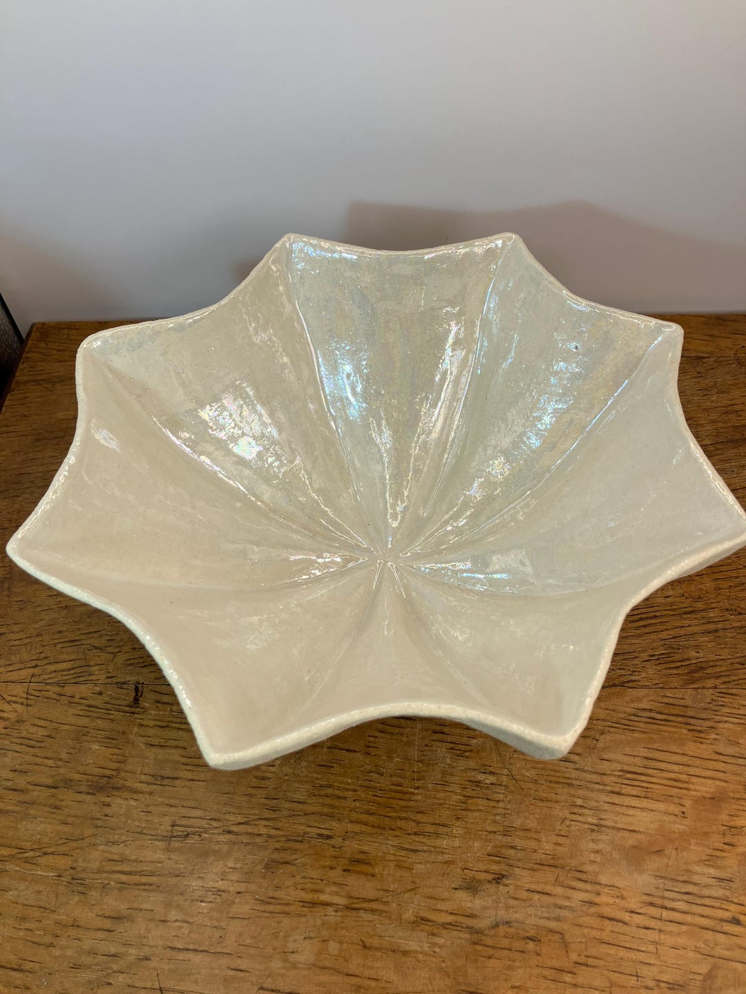 Handmade Stoneware Sea Shell Bowl: Iridescent Mother of Pearl Glaze - Etsy