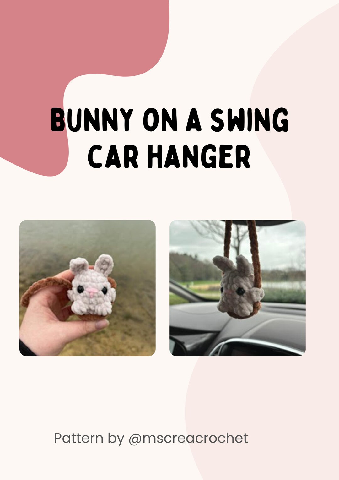 Crochet Pattern: Bunny on a Swing Car Hanger, PDF, Amigurumi english - Etsy
