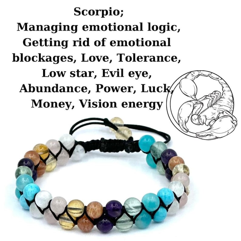 Scorpio Birth Stone Bracelet,scorpio Crystals,zodiac Gemstone Bracelet ...