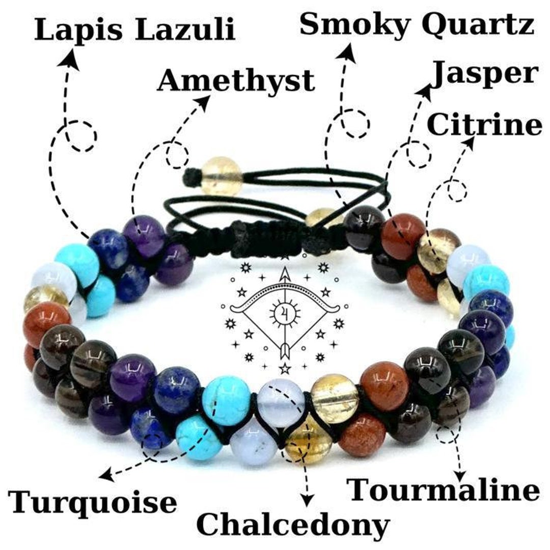 Sagittarius Birth Stone Bracelet,sagittarius Crystals,zodiac Gemstone ...