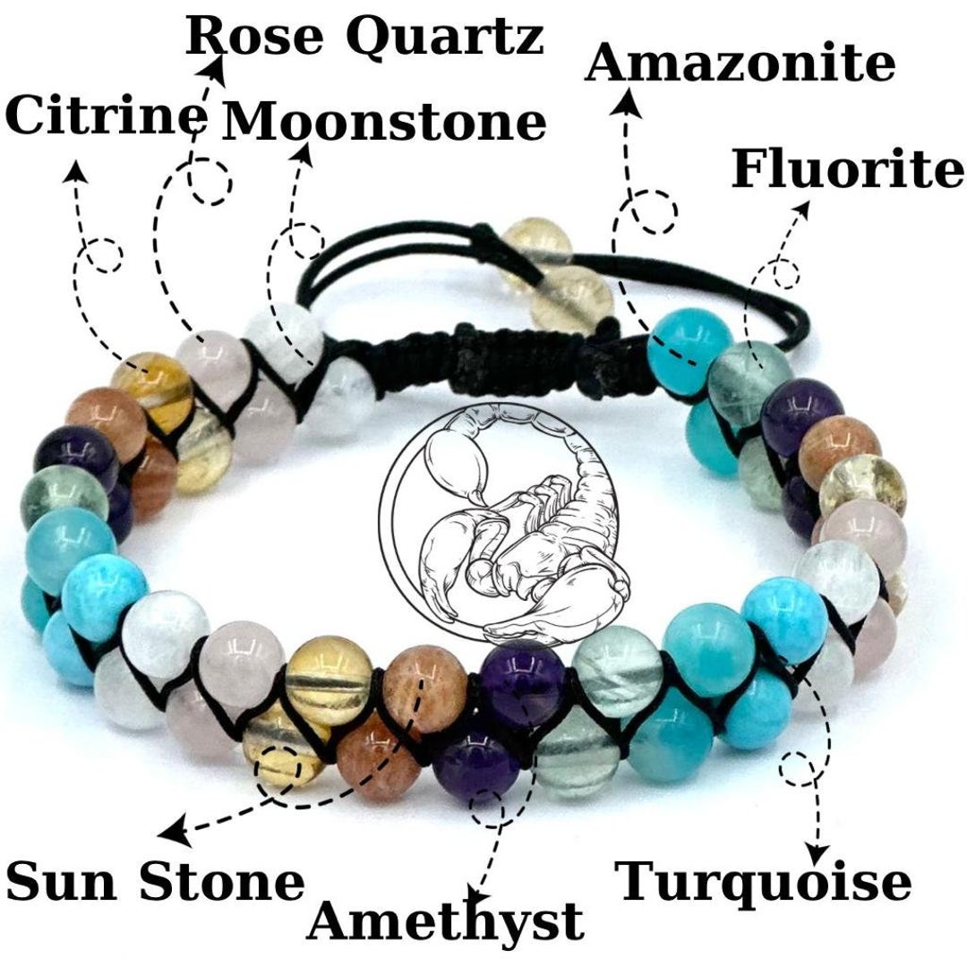 Scorpio Birth Stone Bracelet,scorpio Crystals,zodiac Gemstone Bracelet ...