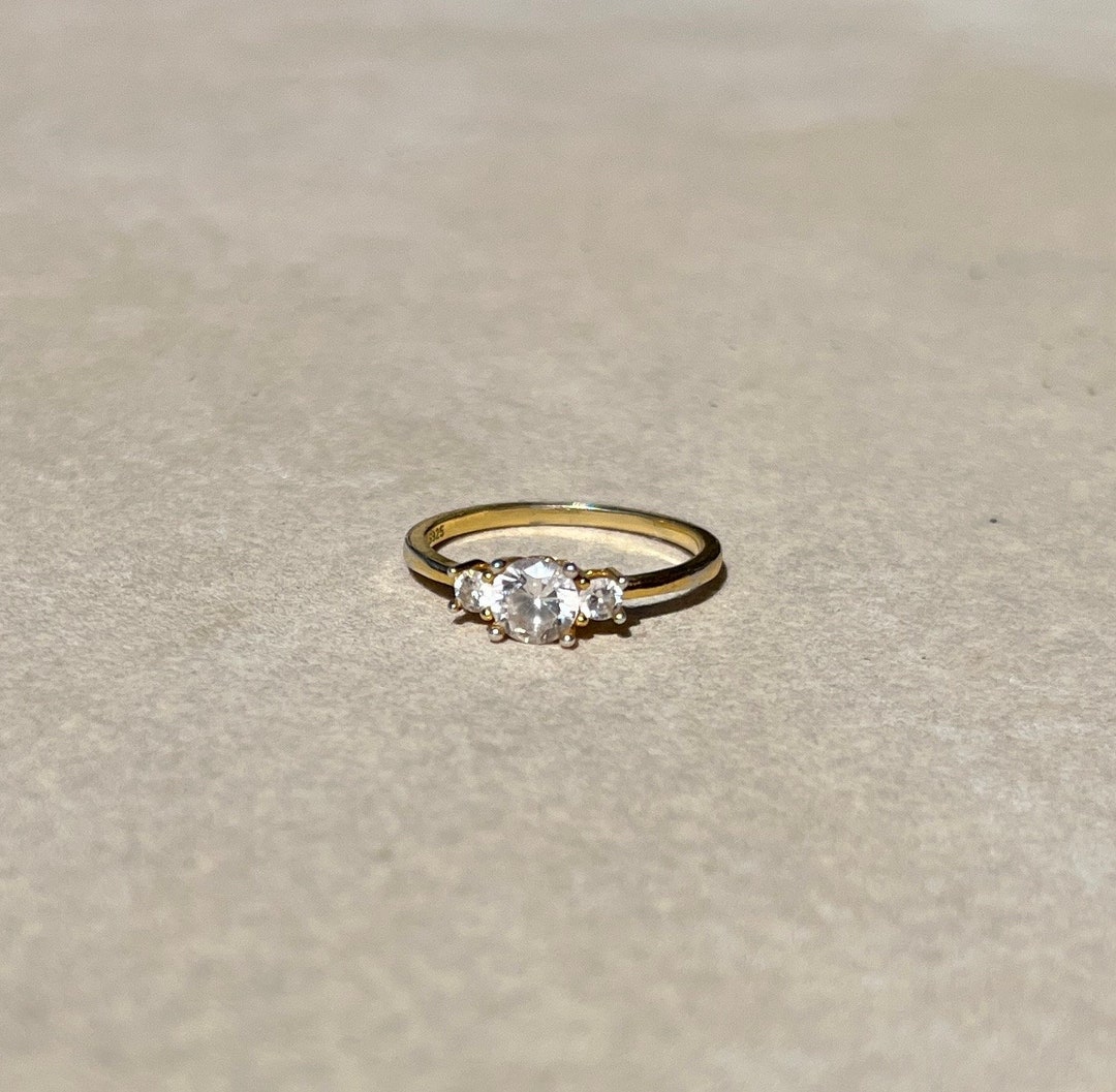 Ring Luana Golden Ring, Sparkling Ring, Cubic Zirconia Ring, Elegant ...