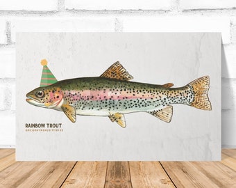 Rainbow Trout Anniversary Card, Fish Print, Trout Card Download ...