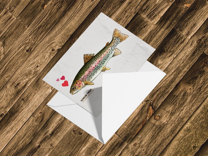 Colorful Rainbow Trout Love Card 5x7, Trout Card Download, Colorful ...