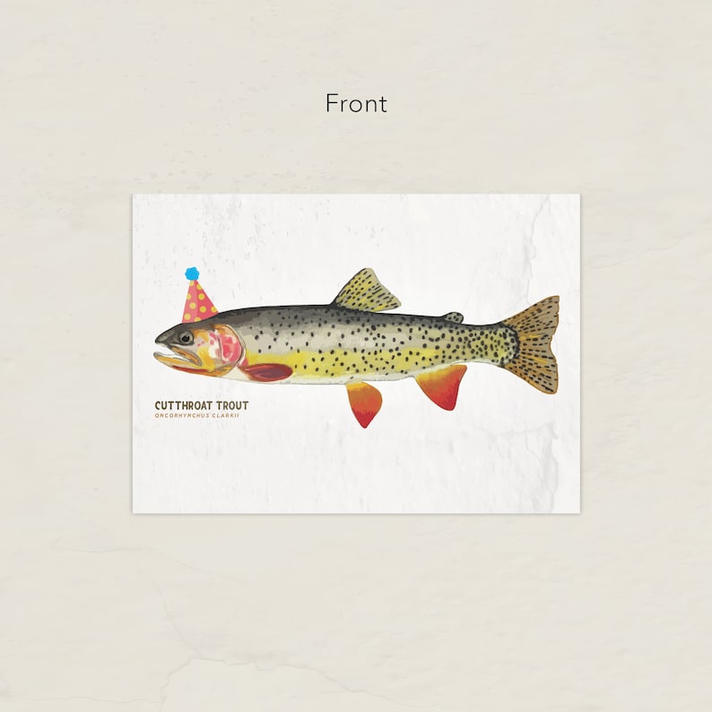 Cutthroat Trout Birthday Card, Fish Print, Trout Art Card, Trout Print ...