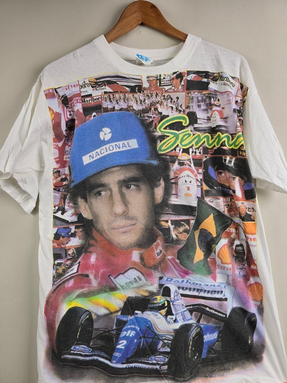 90s Ayrton Senna Full Print Formula One Racing XL 21… - Gem