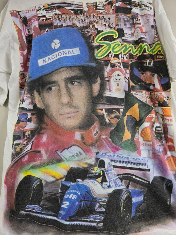 90s Ayrton Senna Full Print Formula One Racing XL 21… - Gem