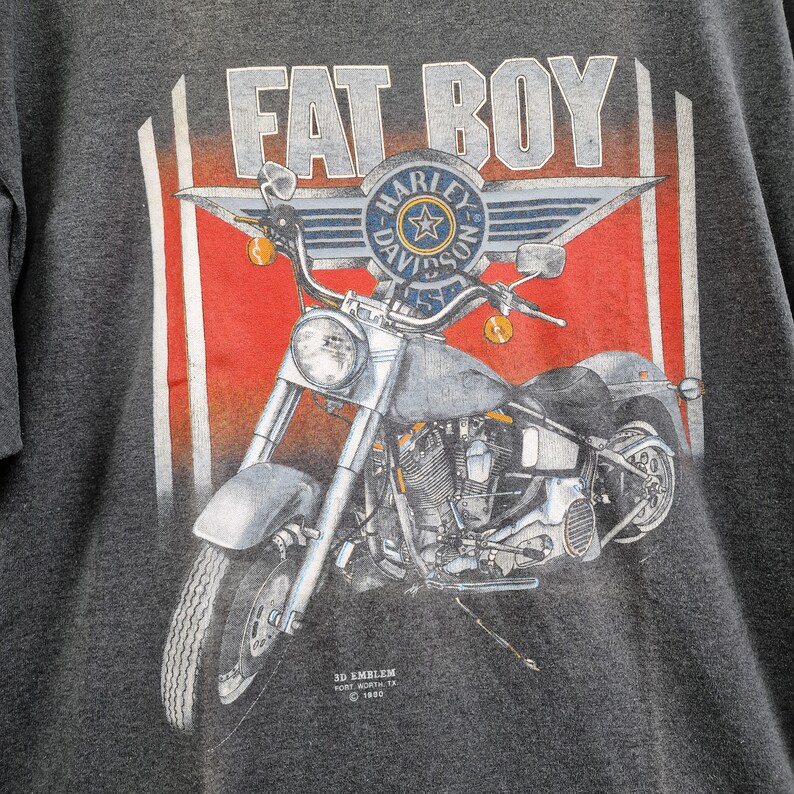 1990 Harley Davidson 3D Emblem Fat Boy Vintage T Shirt XL 21.5 30 - Etsy