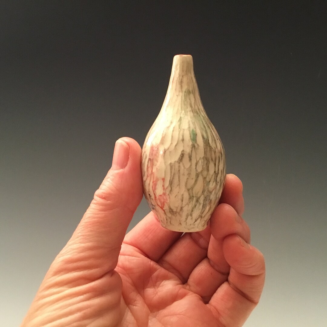Mini Vessel Vase Low Fire Pottery Ceramic Black Miniature Art Home ...