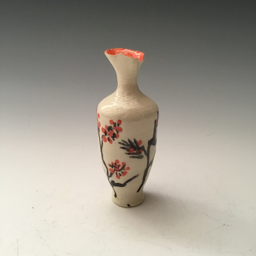 Mini Vessel Vase Low Fire Pottery Ceramic Black Miniature Art Home ...