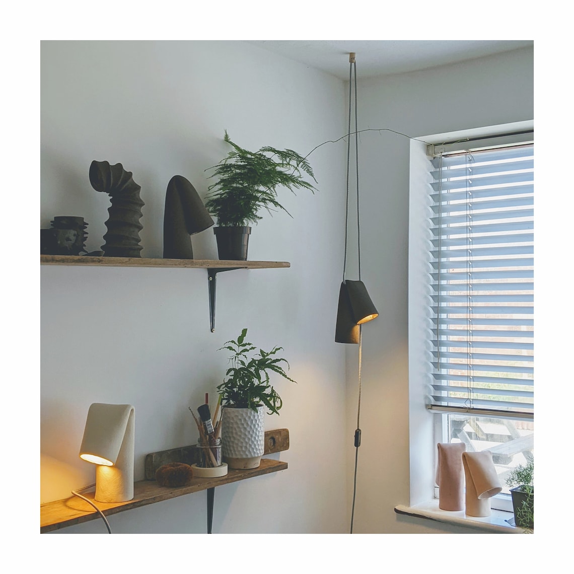 Handmade Ceramic Light With Fabric Braided Cable - Etsy