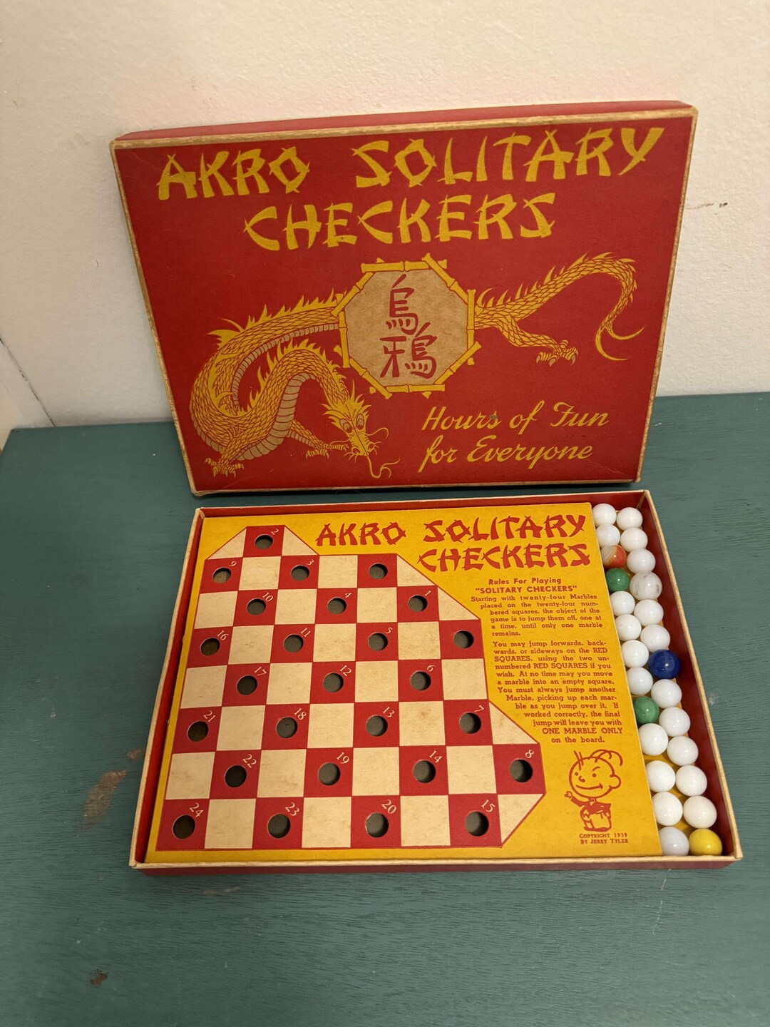 Rare 1939 Akro Solitary Checkers Marbles Board Game Vintage 1930s Toys ...