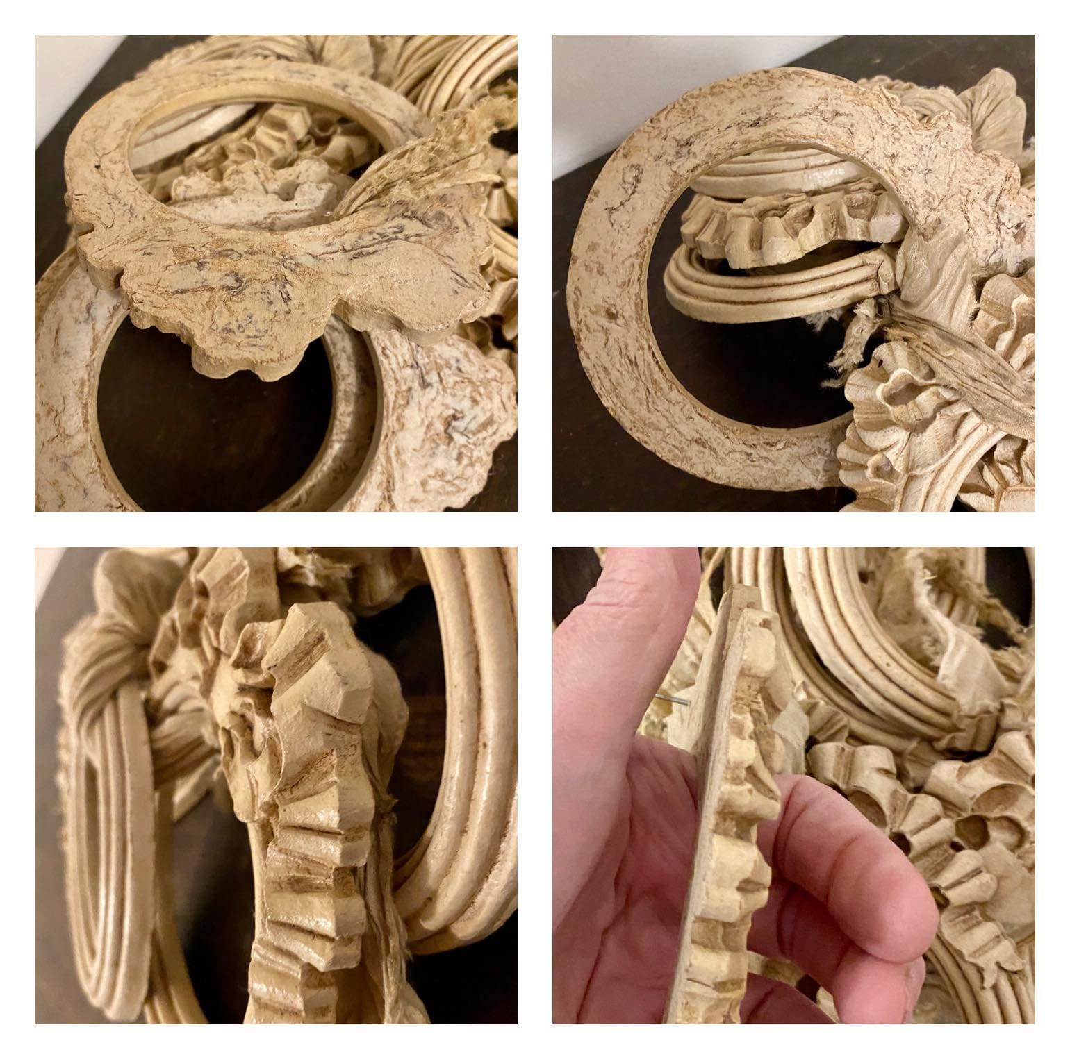 9 Large ANTIQUE French Curtain RINGS Wood Hoop Rod Drapery Loop ...