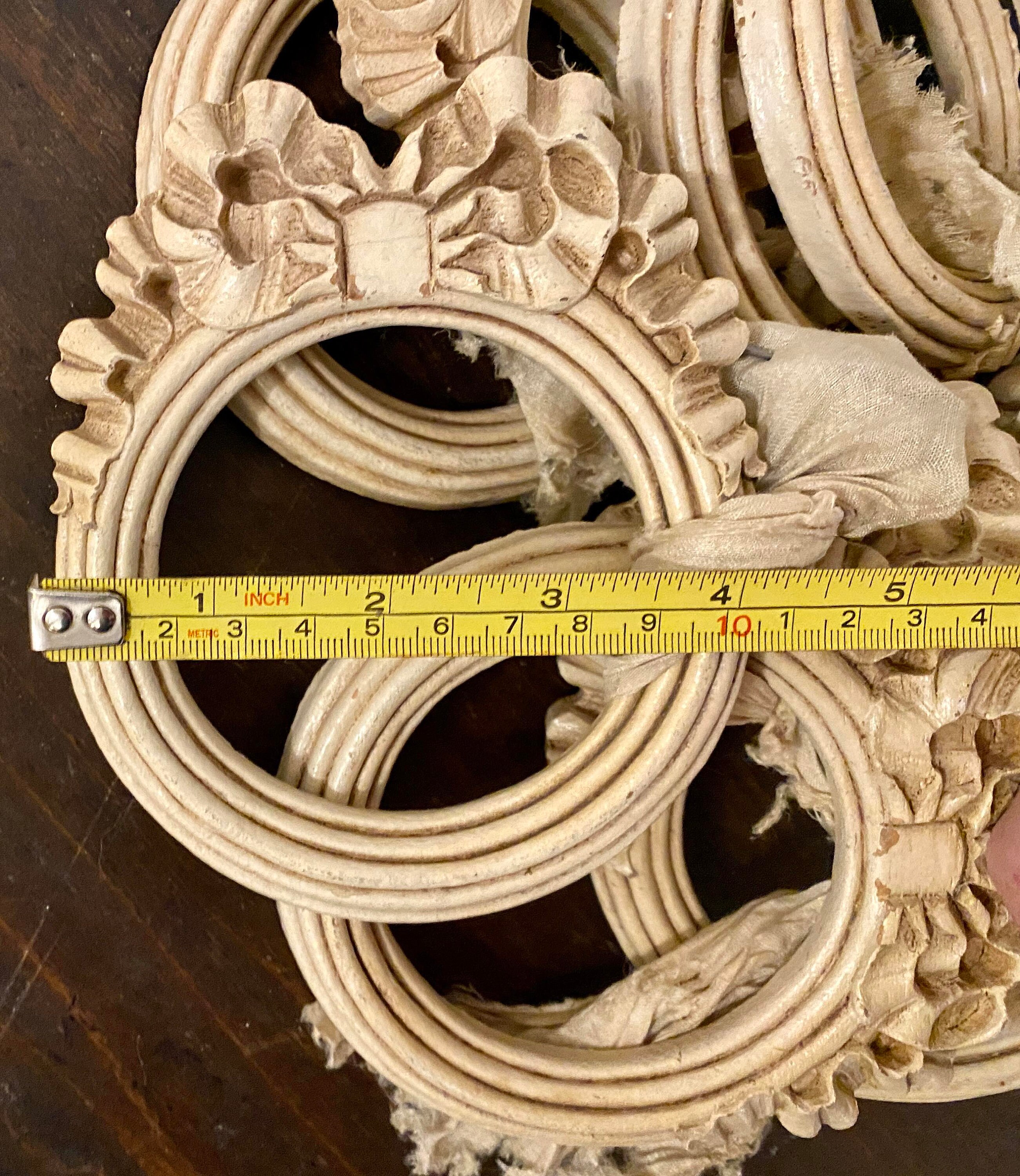 9 Large ANTIQUE French Curtain RINGS Wood Hoop Rod Drapery Loop ...