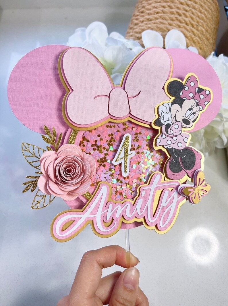 Minnie Mouse 3D Shaker Cake Topper Personalised Cake Topper - Etsy
