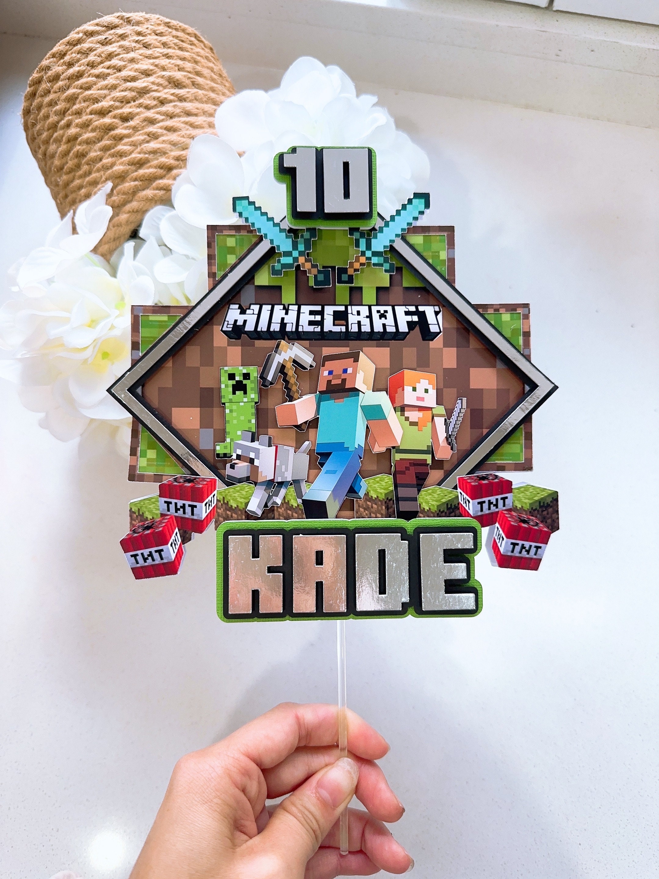 Minecraft Themed 3D Shaker Cake Topper Personalised Cake - Etsy Australia