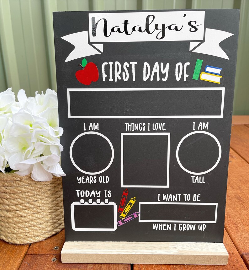 Personalized First & Last Day Milestone Chalkboard: Reversible A4 Size ...
