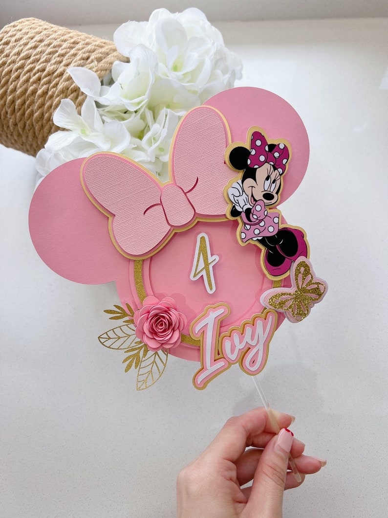 Minnie Mouse 3D Shaker Cake Topper Personalised Cake Topper - Etsy