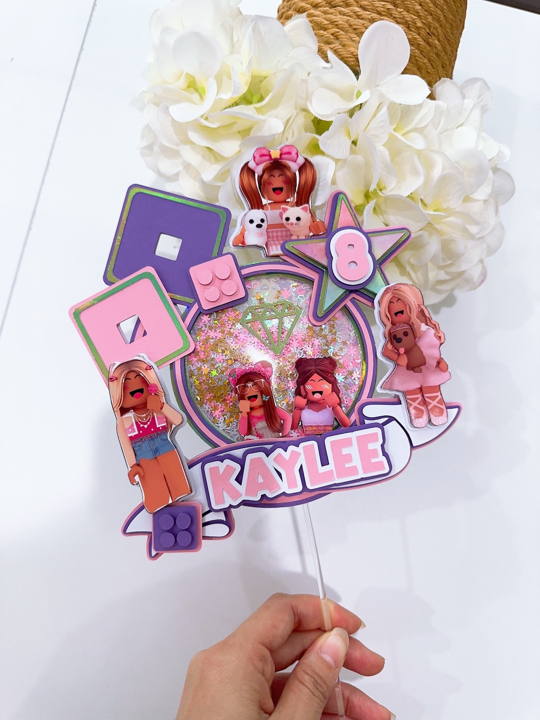 Roblox Themed 3D Shaker Cake Topper Personalised Cake Topper Birthday ...