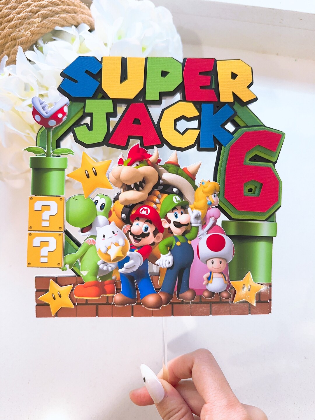 Super Mario 3D Cake Topper: Personalized Birthday Party Decoration - Etsy