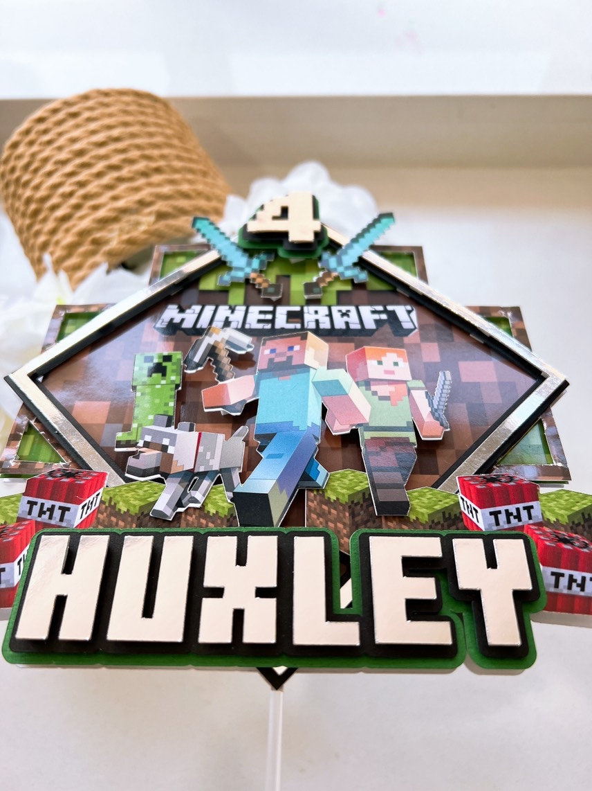 Minecraft Themed 3D Shaker Cake Topper Personalised Cake - Etsy Australia
