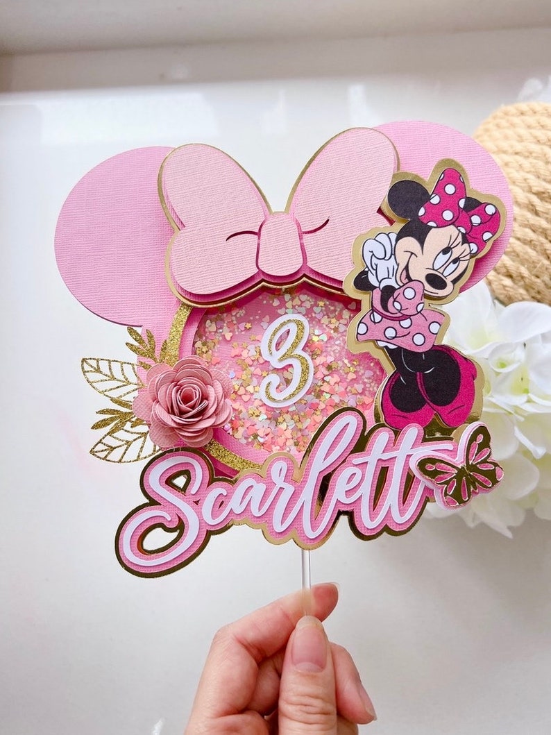Minnie Mouse 3D Shaker Cake Topper Personalised Cake Topper - Etsy
