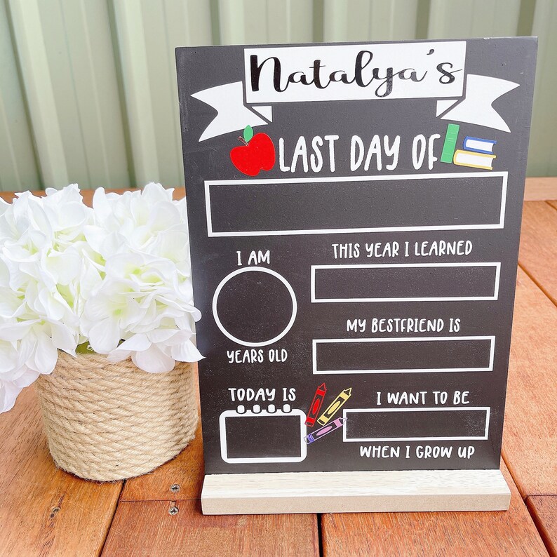 Personalized First & Last Day Milestone Chalkboard: Reversible A4 Size ...