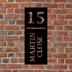 Vertical Metal House Number Sign, Powder Coated, Modern Home Address ...