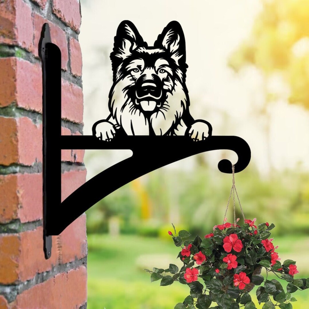German Shepherd Hanging Basket Bracket, Dog Lover Gift, Garden Decor ...