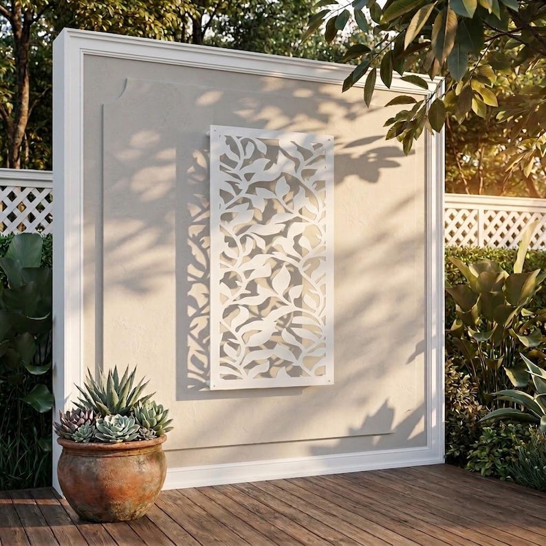Silver Hood Screen, Metal Wall Art, Garden Screens, Garden Decor - Etsy