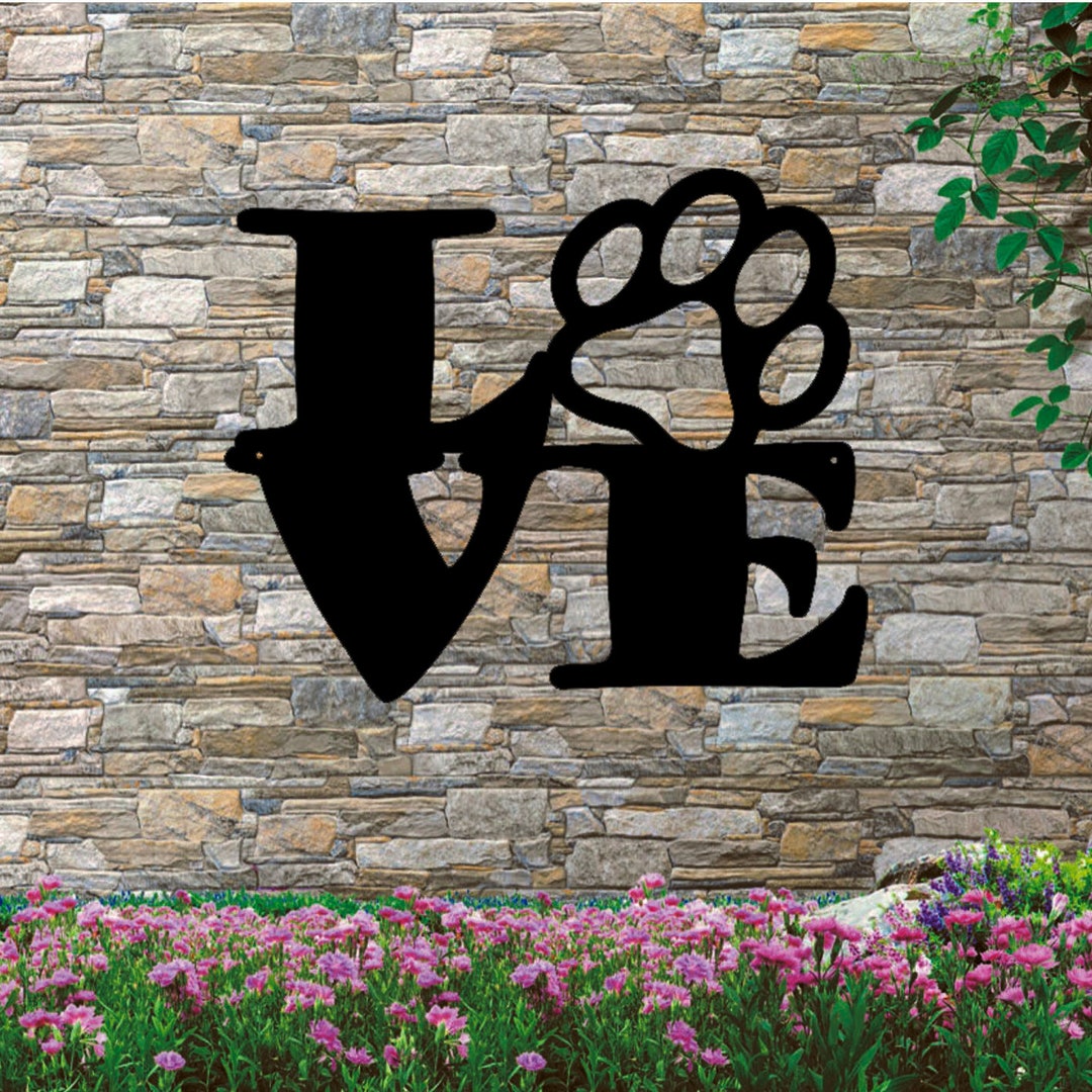 Love Paw Print, Metal Wall Decor, Metal Dog Love Sign, Dog Lovers Metal ...