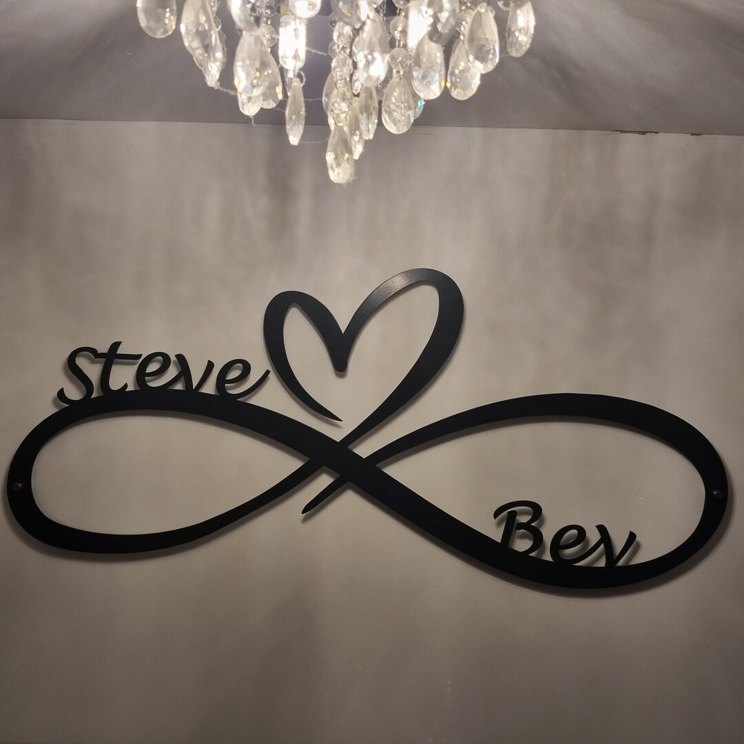 Infinity Symbol Heart Wall Decor, Metal Decor, Custom Names Infinity ...
