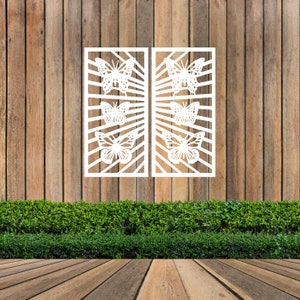 Double Butterfly Metal Wall Art Panels: Garden Decor Screens - Etsy
