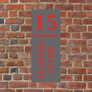 Vertical Metal House Number Sign, Powder Coated, Modern Home Address ...