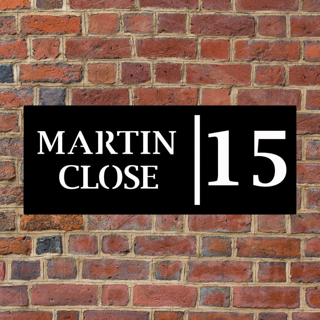 Horizontal Metal House Number Sign, Powder Coated, Modern Home Address ...