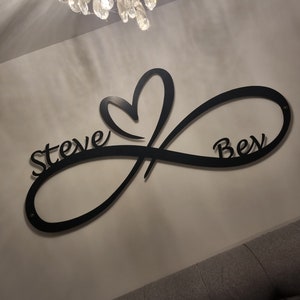 Infinity Symbol Heart Wall Decor, Metal Decor, Custom Names Infinity ...