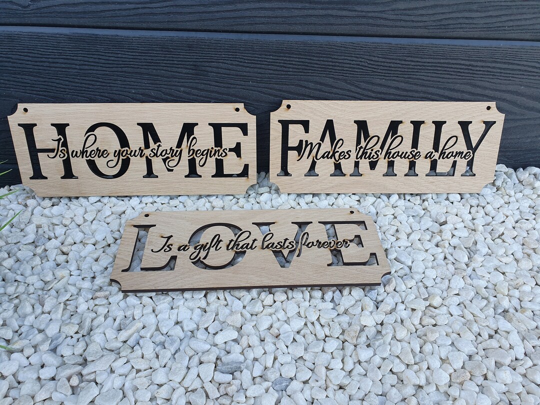 Home, Family, Love Sign Set, Wall Decor, Wall Art, Family Sign, Love ...
