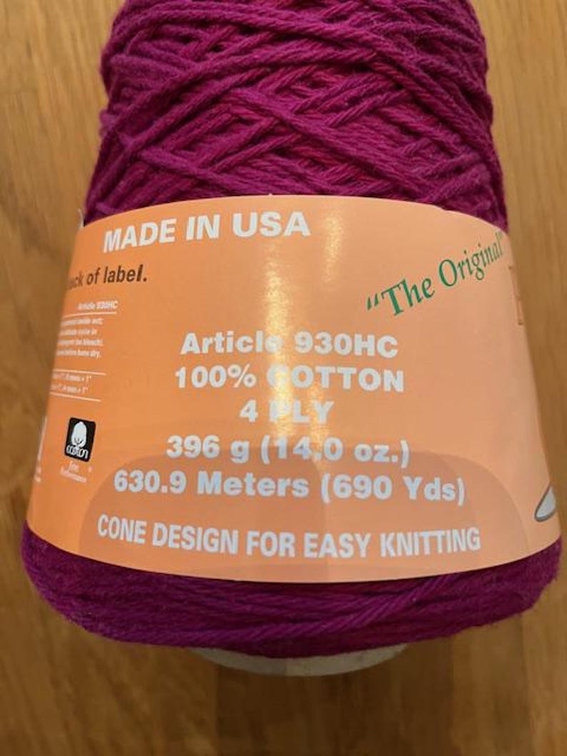 Abbey Rose #32 (deep Magenta) Cotton Yarn Cone - 15.4 Oz, Worsted ...