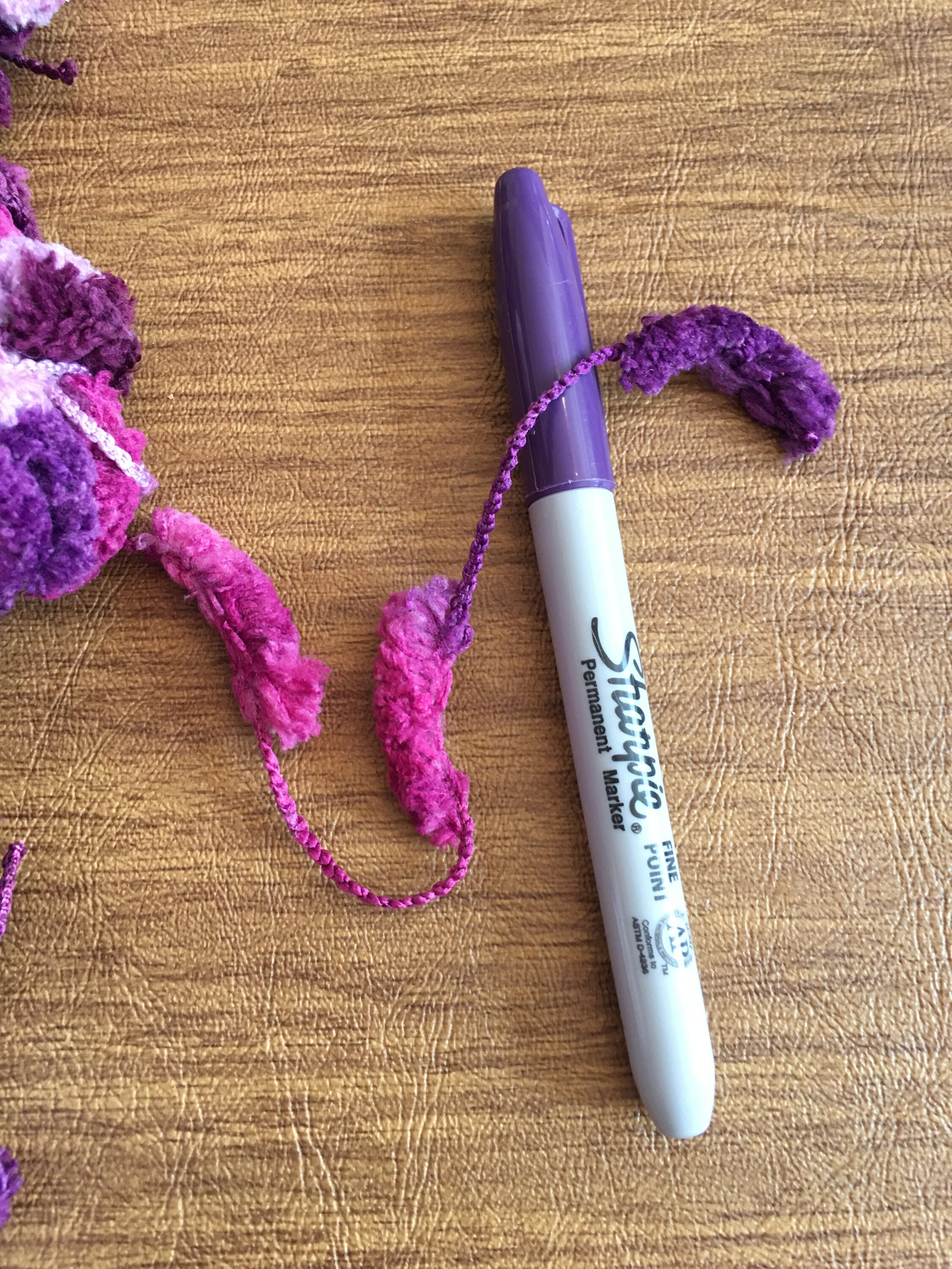 Gala Yarns Mixed Fiber Pom-pom Yarn Color: Ombre of Purple, Magenta ...