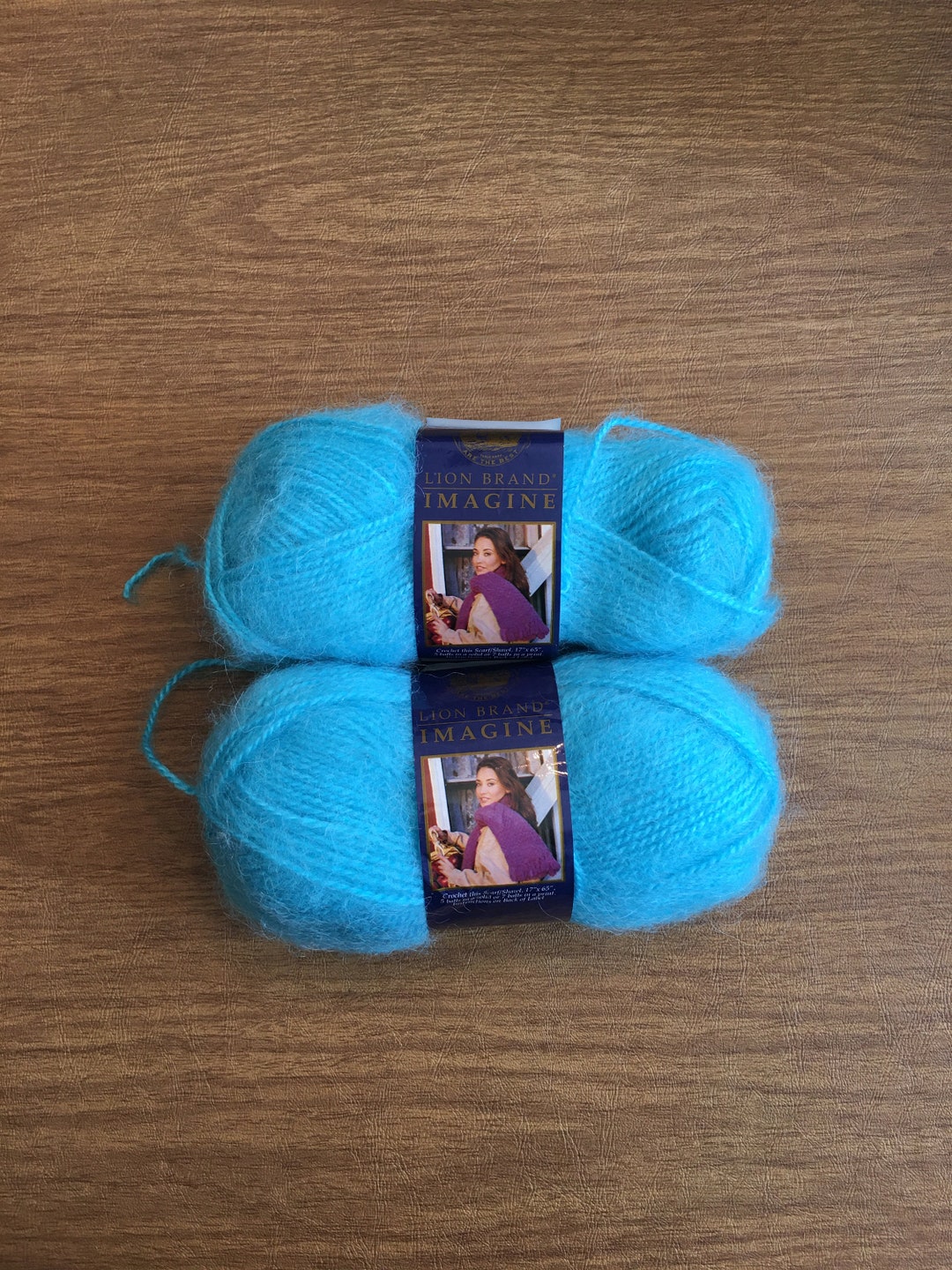 Lion Brand Imagine Yarn - 2 Partially Used Skeins - Color: #780 Aqua (bluegreen) - Etsy